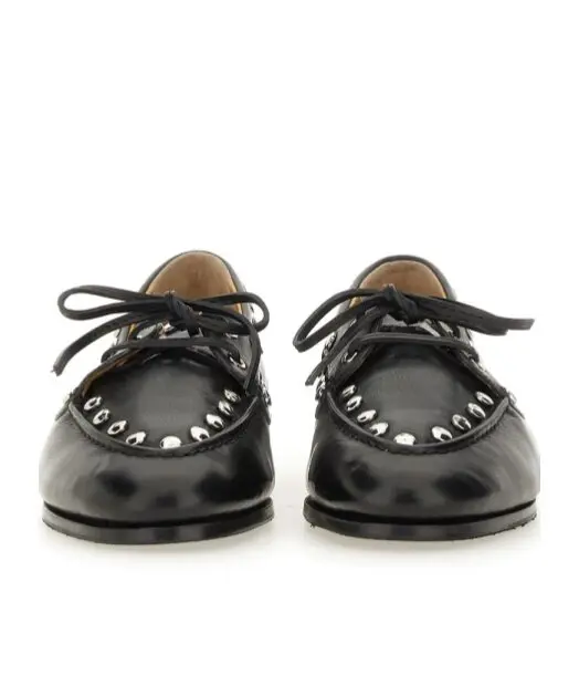 Bally Pathy Lace-up Loafers In Smooth Leather With Stud Detailing - Black