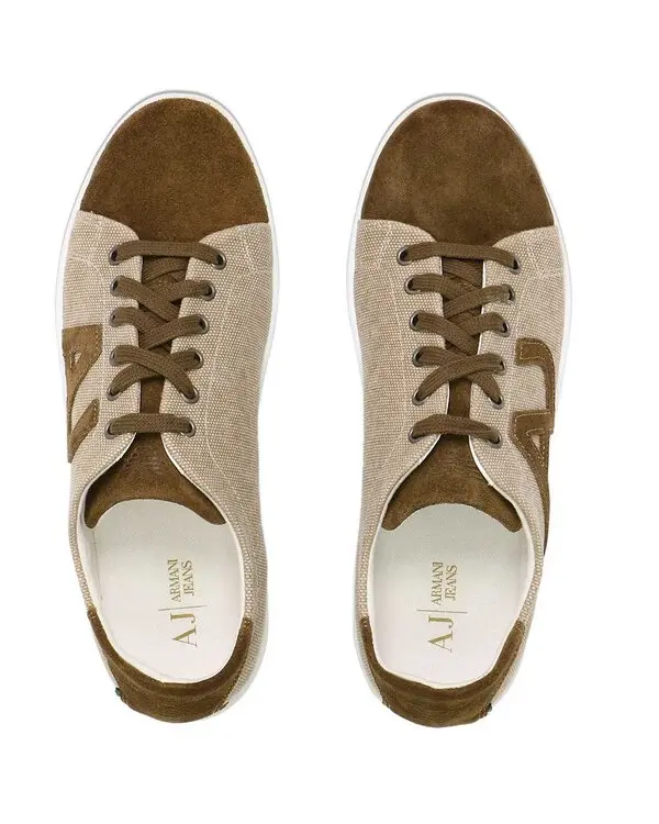 Emporio Armani Logo Low-top Lace-up Sneakers - Nude