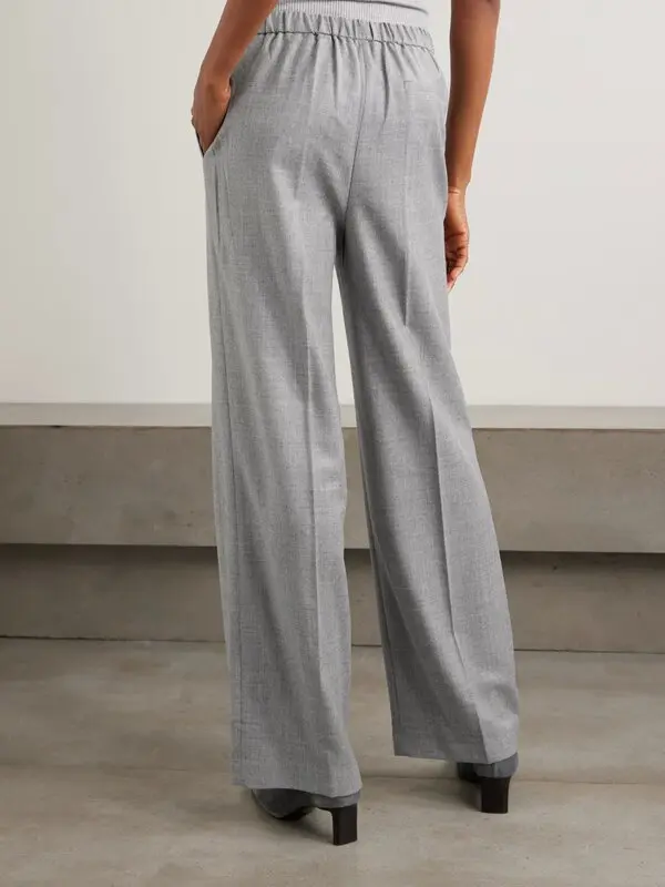 Theory Pleated Wool Wide-leg Casual Pants