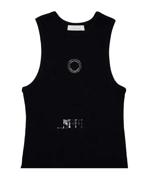 Rabanne Eyelet-detail Ribbed Tank Top - Black