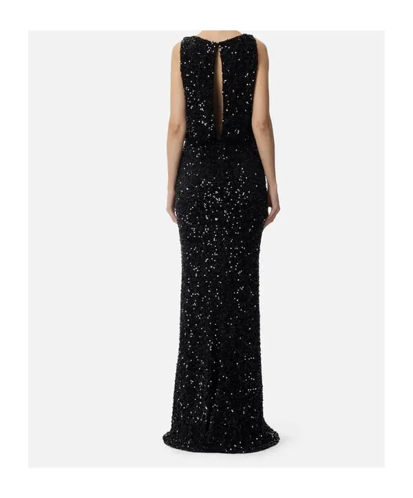 Elisabetta Franchi Sequined Sleeveless Maxi Dress With Open Back