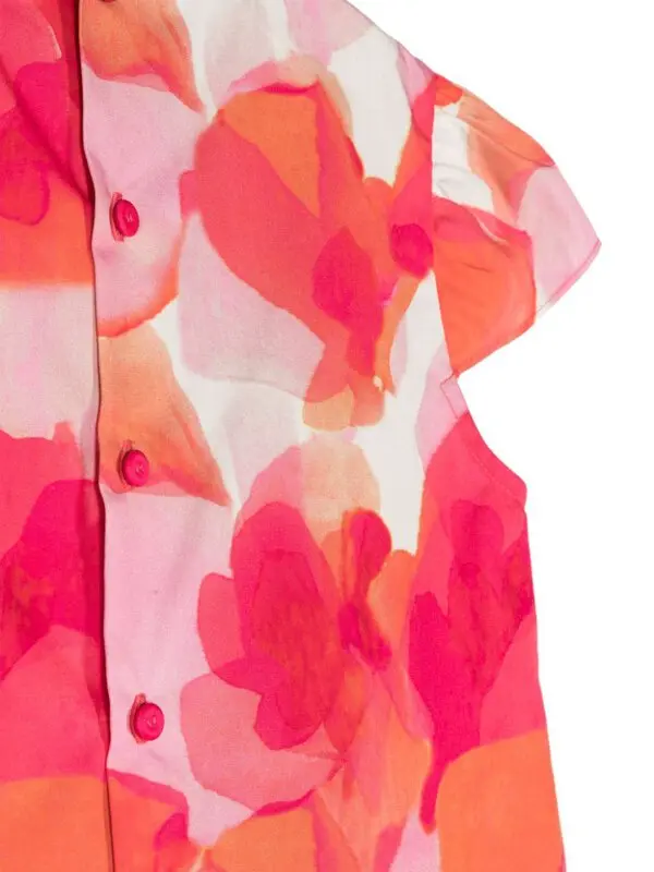 IL GUFO Abstract Print Short Sleeve Poplin Blouse
