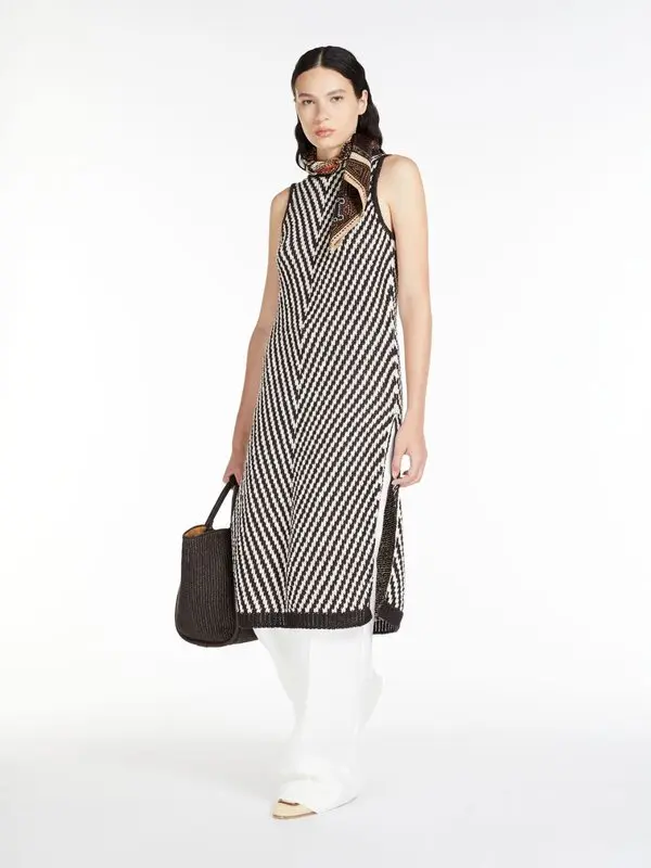 Max Mara Sleeveless Pullover With Herringbone Pattern