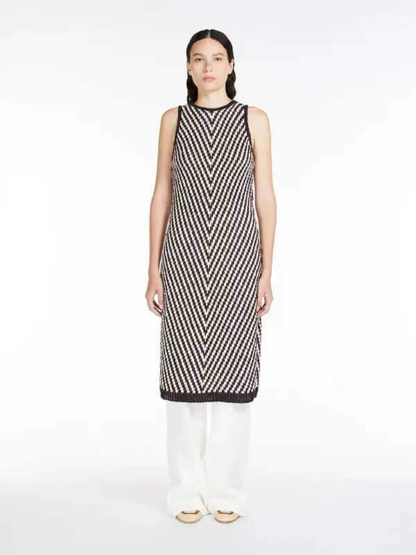 Max Mara Sleeveless Pullover With Herringbone Pattern