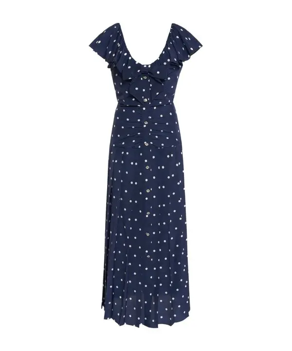 Alessandra Rich Polka Dot Ruffled Midi Dress