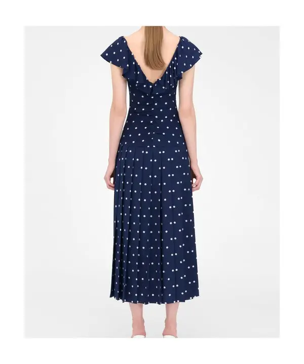 Alessandra Rich Polka Dot Ruffled Midi Dress