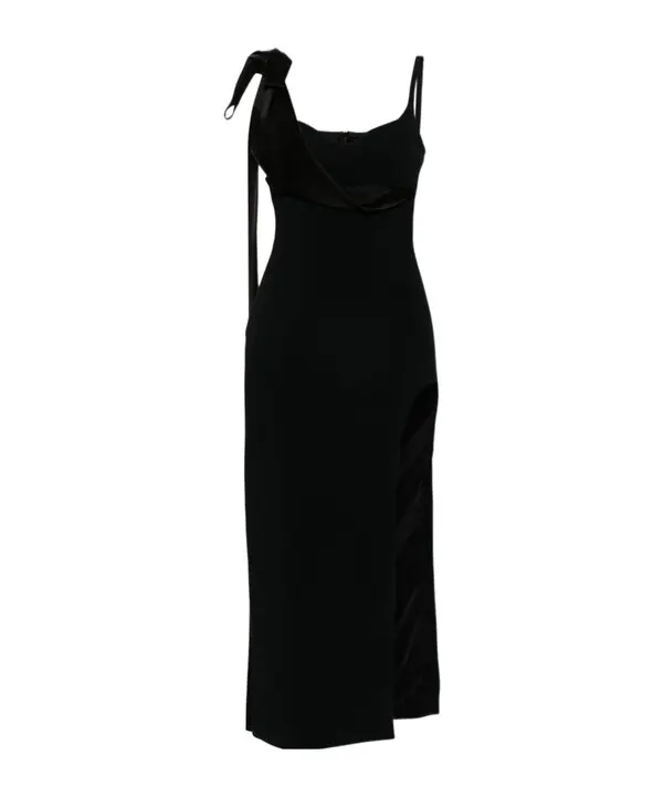 David Koma Satin-bow Midi Dress - Black