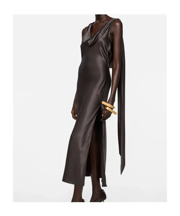 Acne Studios Cowl Neck Midi Dress With Scarf Detailing - Black