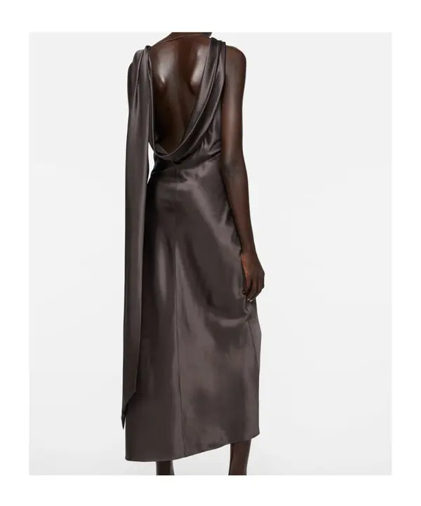 Acne Studios Cowl Neck Midi Dress With Scarf Detailing - Black
