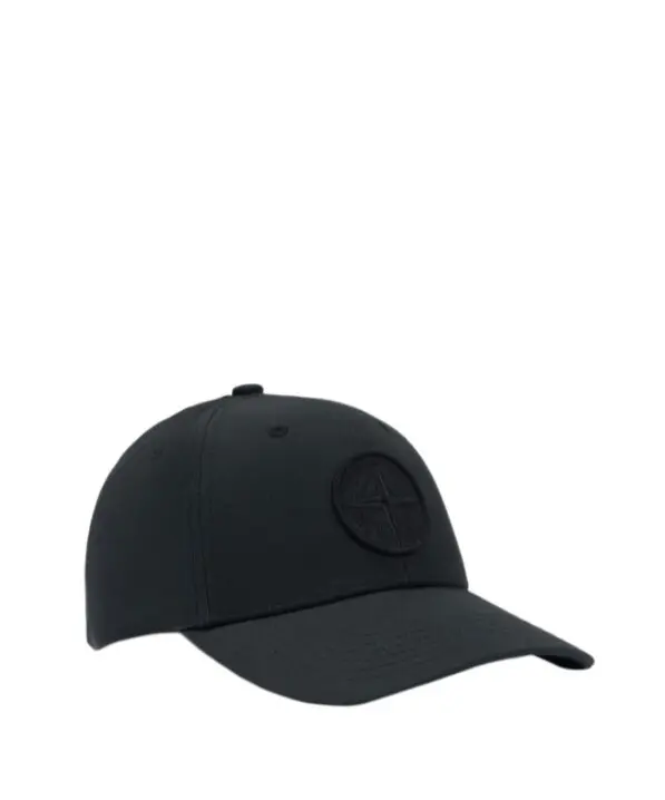 Stone Island Logo Embroidered Baseball Cap - Black