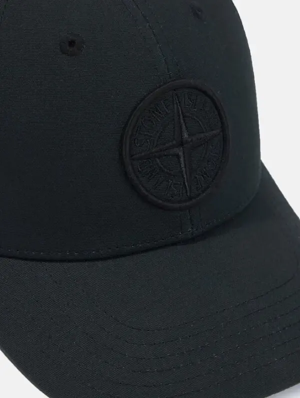 Stone Island Logo Embroidered Baseball Cap - Black