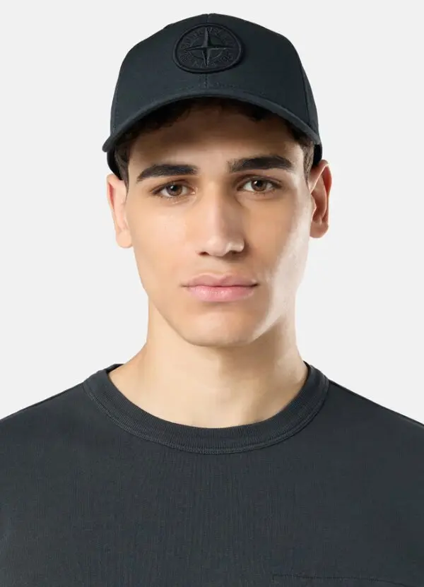 Stone Island Logo Embroidered Baseball Cap - Black