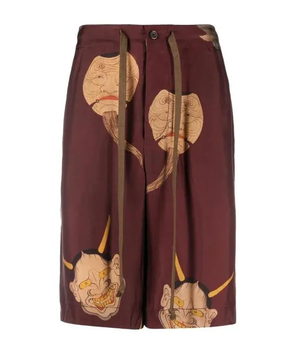 UMA WANG Printed Face Motif Bermuda Shorts