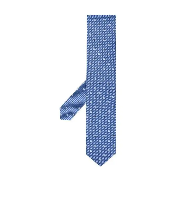 FERRAGAMO Jacquard Logo Tie - Blue