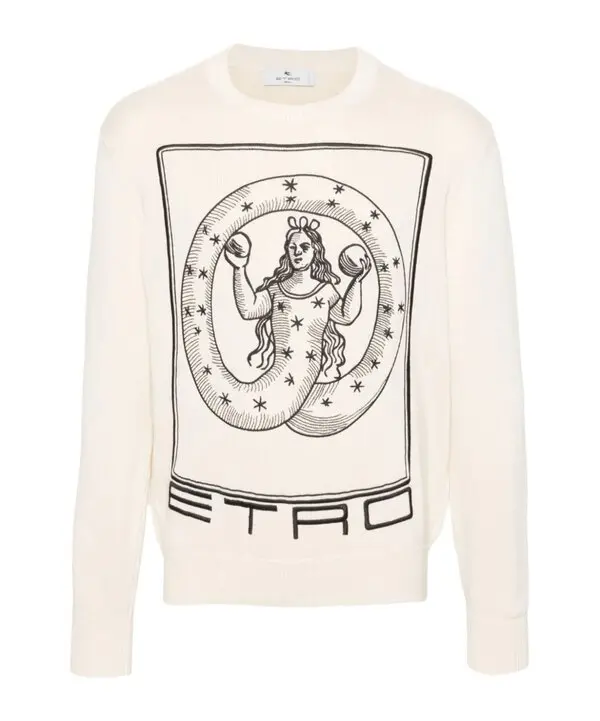 Etro Motif Embroidered Knit Jumper - White