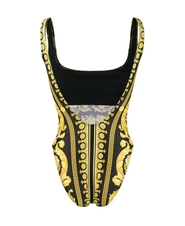 Versace Baroque Print One-piece Swimsuit - Yellow