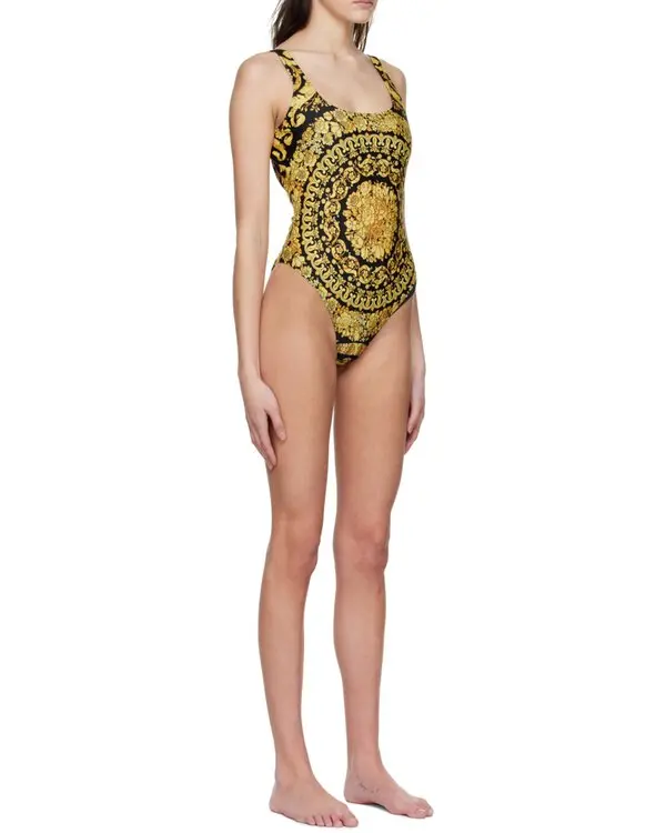 Versace Baroque Print One-piece Swimsuit - Yellow