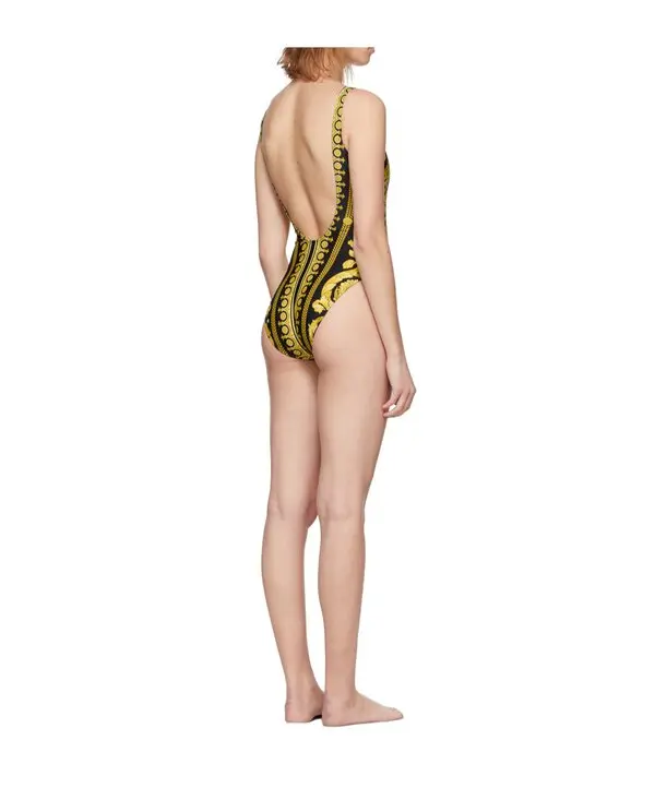 Versace Baroque Print One-piece Swimsuit - Yellow