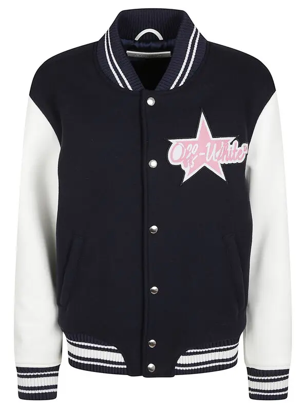 Off-White Logo Detailed Long Sleeved Jacket - Black
