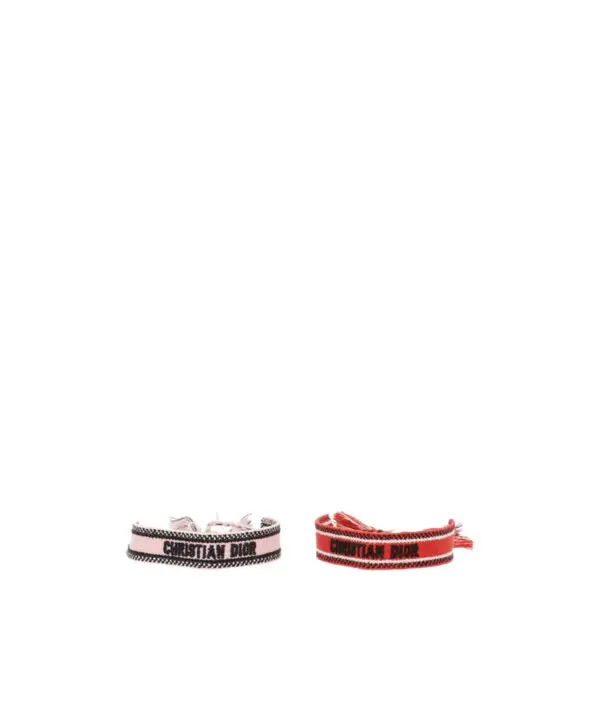 Dior Embroidered Logo Bracelet Set With Tassels - Multicolor