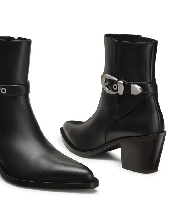 STUART WEITZMAN Maven Western Bootie With Chunky Heel And Buckle Detail - Black