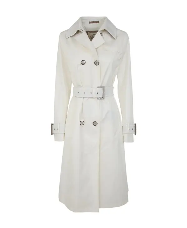 Herno Belted Double-breasted Trench Coat - White