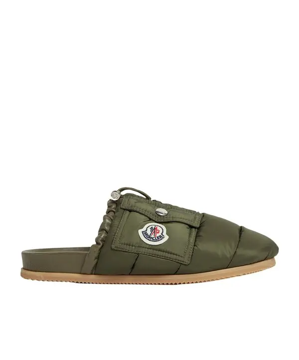 Moncler Padded Leather Mules - Dark Green