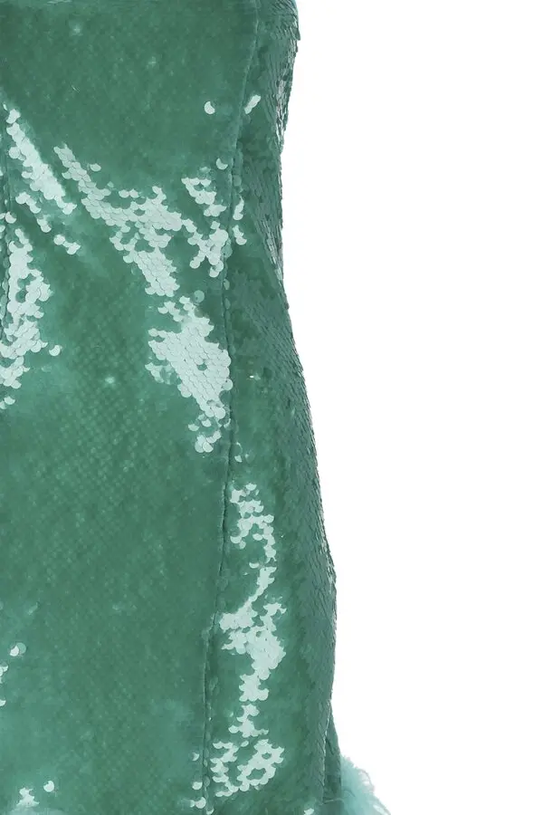 Giuseppe Di Morabito Embellished Feather Trimmed Sleeveless Mini Dress - Green