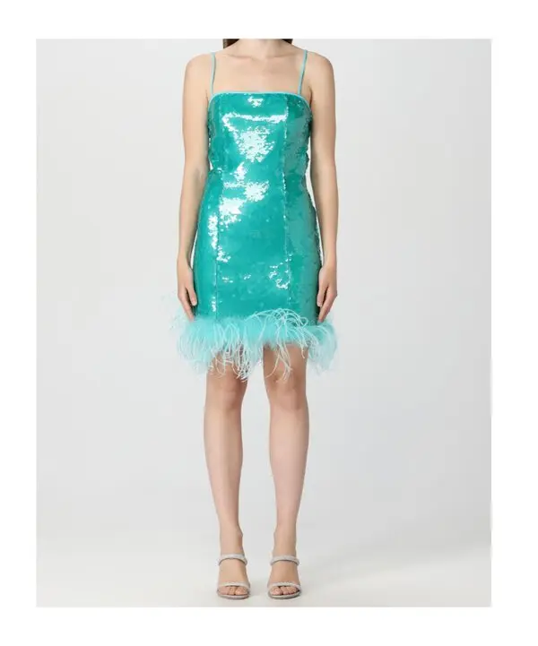 Giuseppe Di Morabito Embellished Feather Trimmed Sleeveless Mini Dress - Green