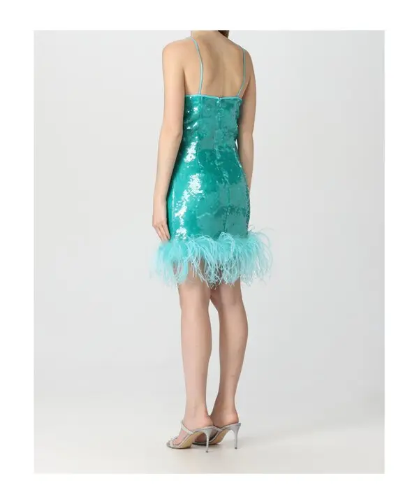 Giuseppe Di Morabito Embellished Feather Trimmed Sleeveless Mini Dress - Green