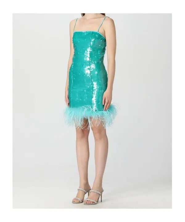 Giuseppe Di Morabito Embellished Feather Trimmed Sleeveless Mini Dress - Green