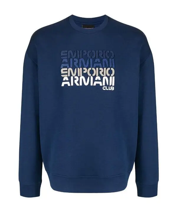Emporio Armani Logo Round Neck Sweater - Blue