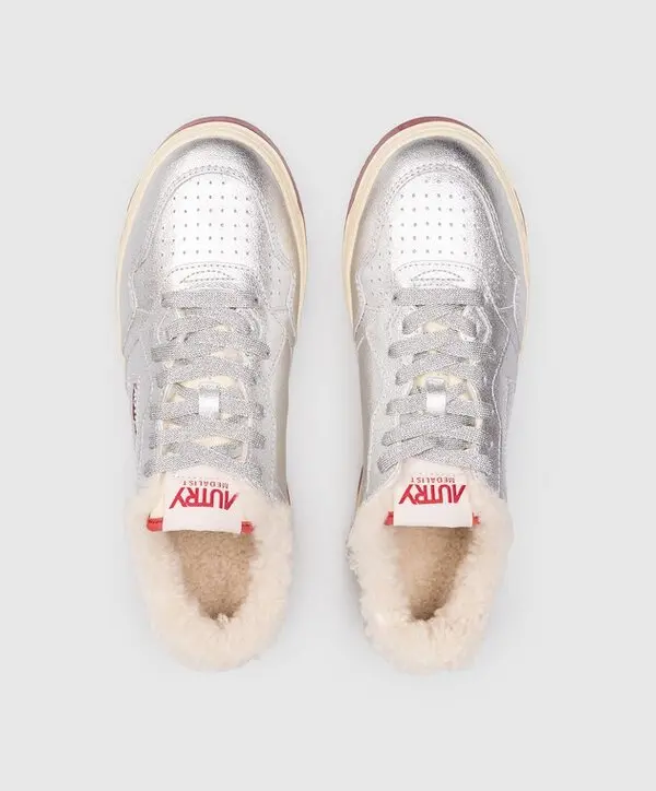 AUTRY Medalist Shearling Sneakers - Silver
