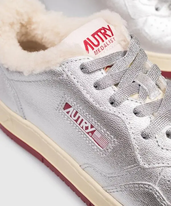 AUTRY Medalist Shearling Sneakers - Silver