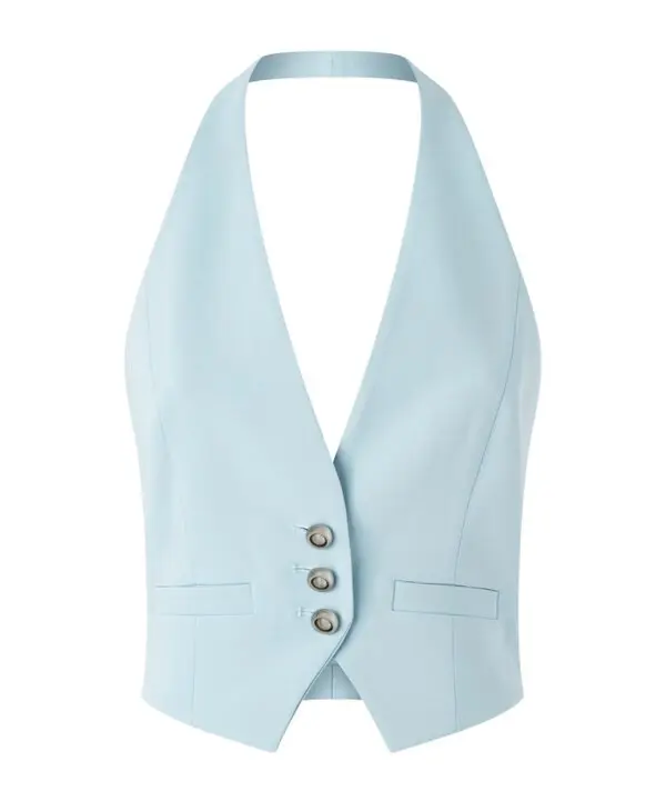 Pinko Halterneck Cropped Vest - Blue