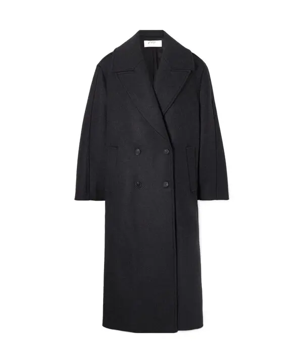 RÓHE Ezra Double-breasted Plush-trimmed Wool-blend Coat - Black