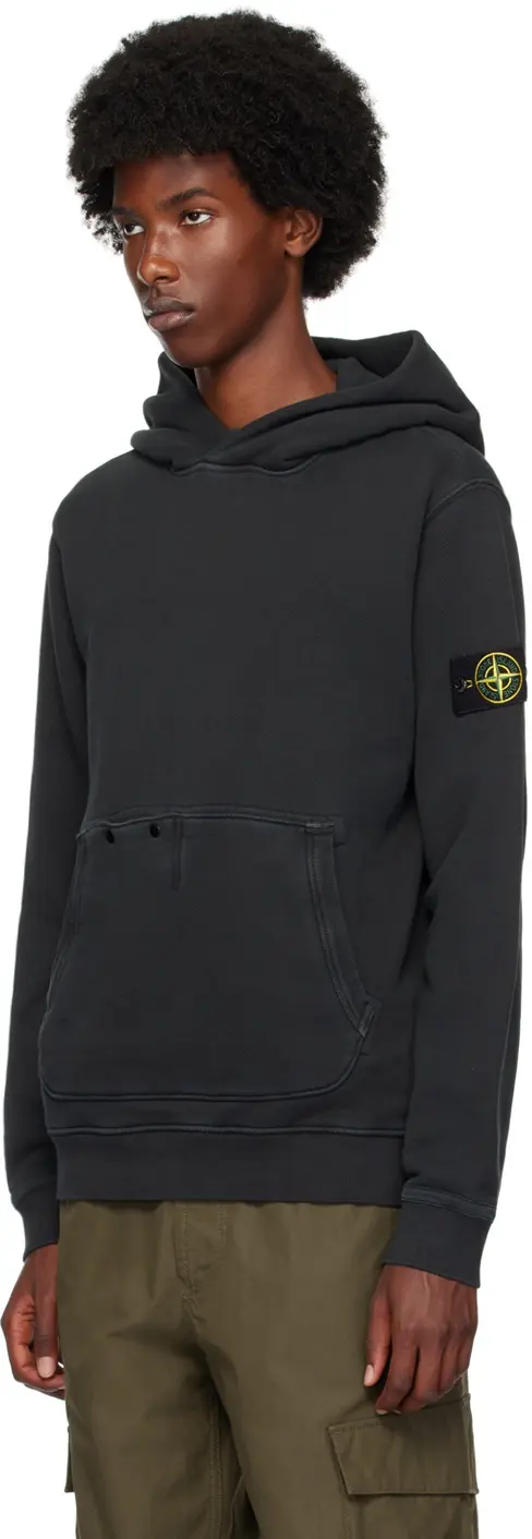 Stone Island Long-sleeved Hoodie - Black