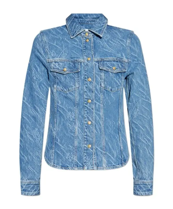 GANNI Acid Wash Denim Shirt - Blue