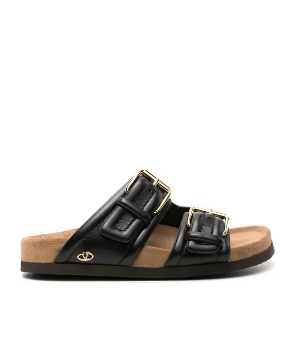 Valentino Garavani Vlogo Double-strap Slip-on Slides - Black