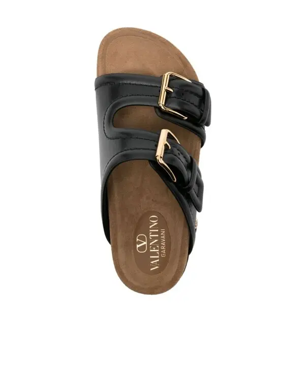 Valentino Garavani Vlogo Double-strap Slip-on Slides - Black