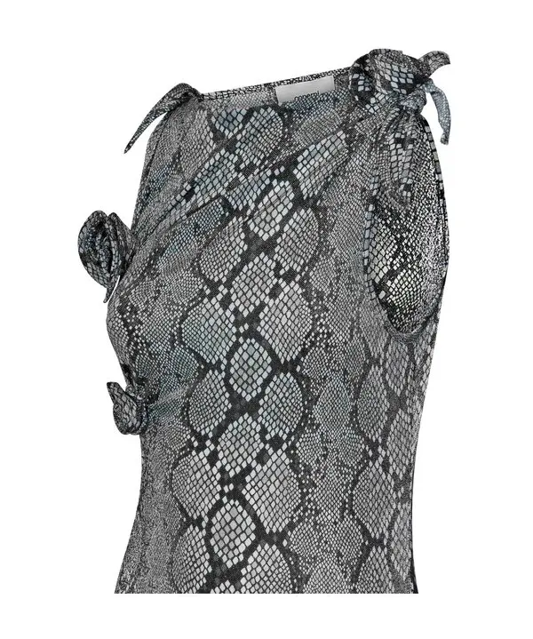 Coperni Asymmetrical Snake Print Maxi Dress - Gray