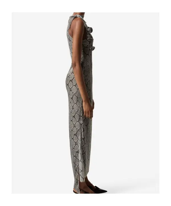 Coperni Asymmetrical Snake Print Maxi Dress - Gray