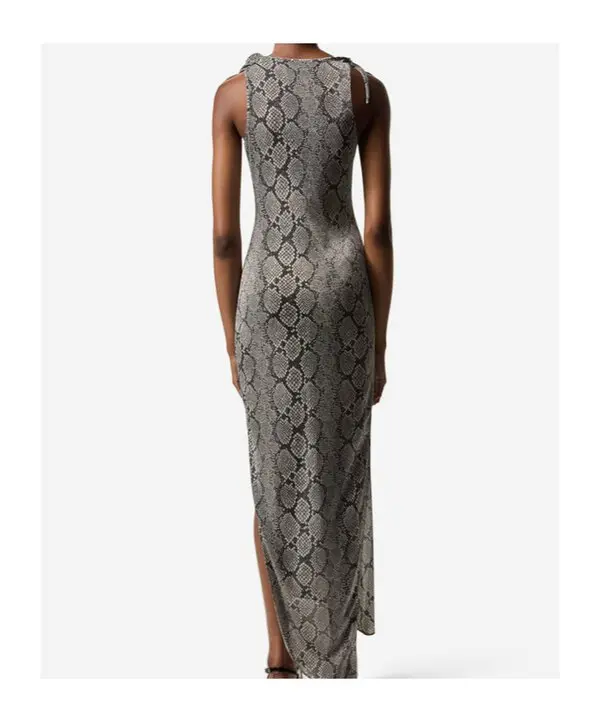 Coperni Asymmetrical Snake Print Maxi Dress - Gray