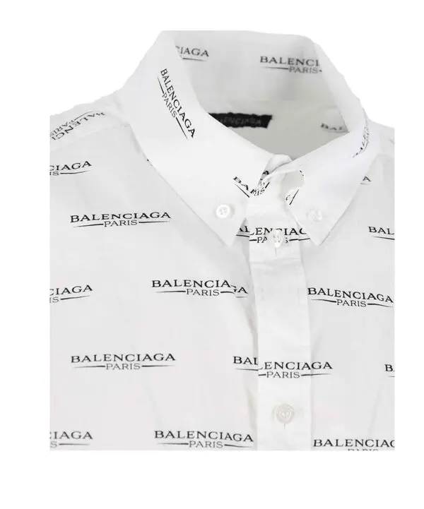 Balenciaga Allover Logo Printed Short-sleeved Shirt