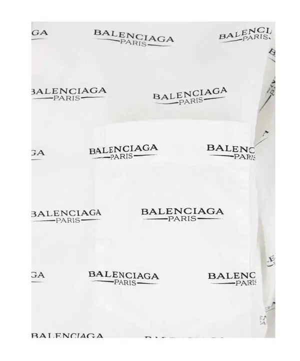 Balenciaga Allover Logo Printed Short-sleeved Shirt - White
