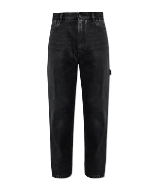 Dolce & Gabbana Logo Plaque Straight Leg Jeans - Black