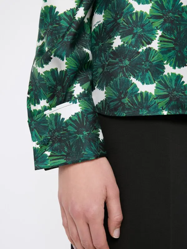 Max Mara Printed Silk Off-the-shoulder Blouse