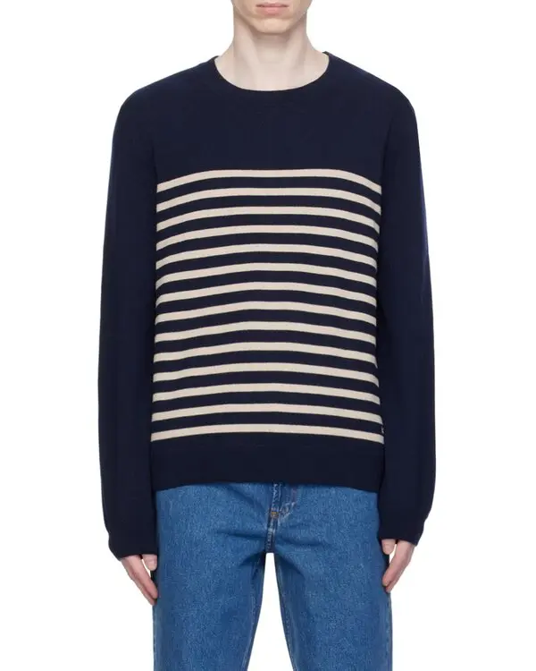 A.p.c. Matte Stripe Crewneck Knit Sweatshirt