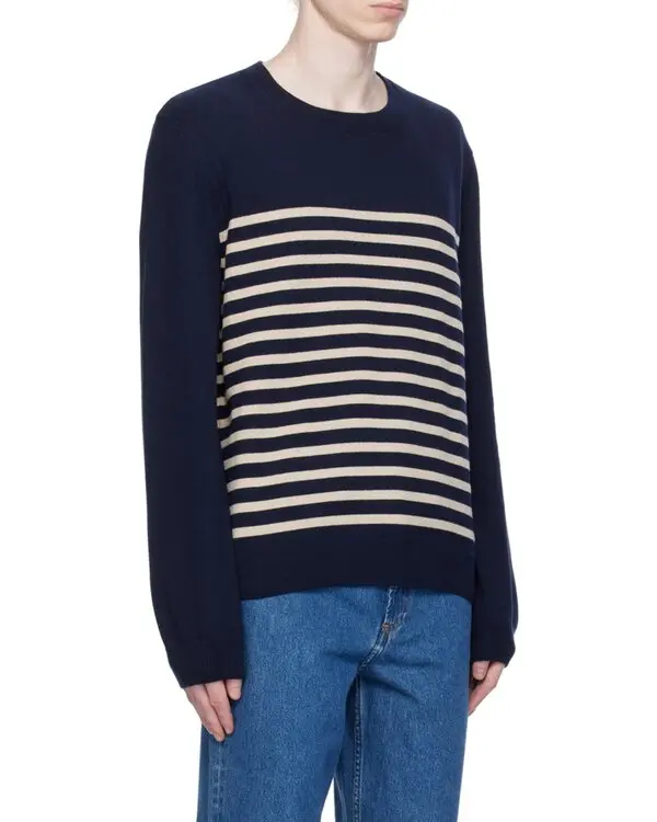 A.p.c. Matte Stripe Crewneck Knit Sweatshirt