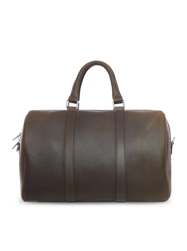 Celine Large Boston In Suede Calfskin Waxed Effect - Brown